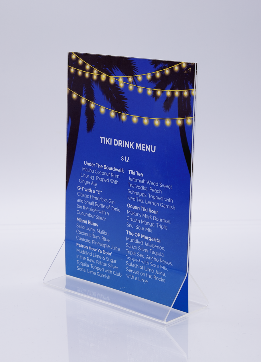 Acrylic Stands - Graphic Express Menu - Quick Ship